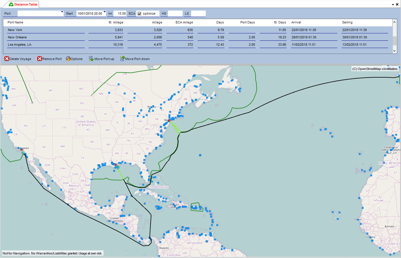 Voyage Estimation & Distance Table - System 5
